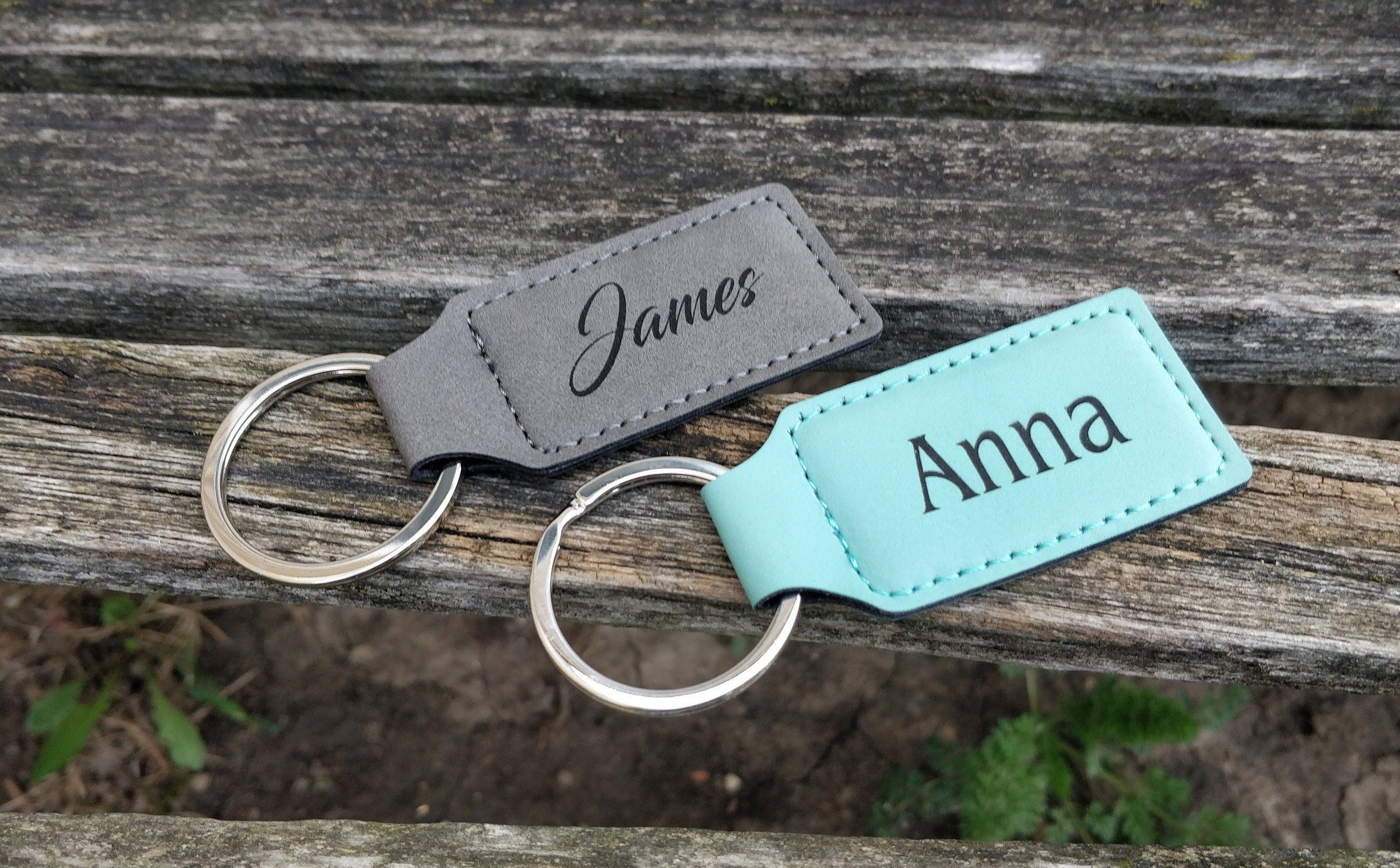 Customized Leather Keychain. Laser Engraved Tag. Wedding - Etsy