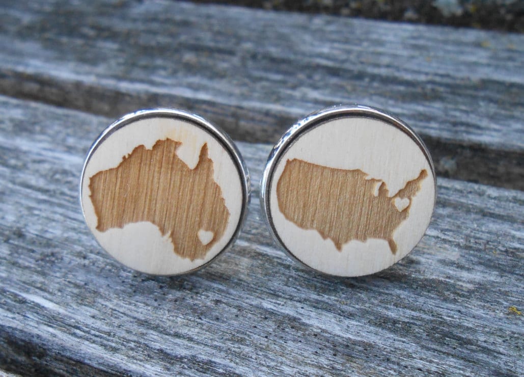 Bride & Groom Country Cufflinks. CHOOSE YOUR PLACES. Laser | Etsy