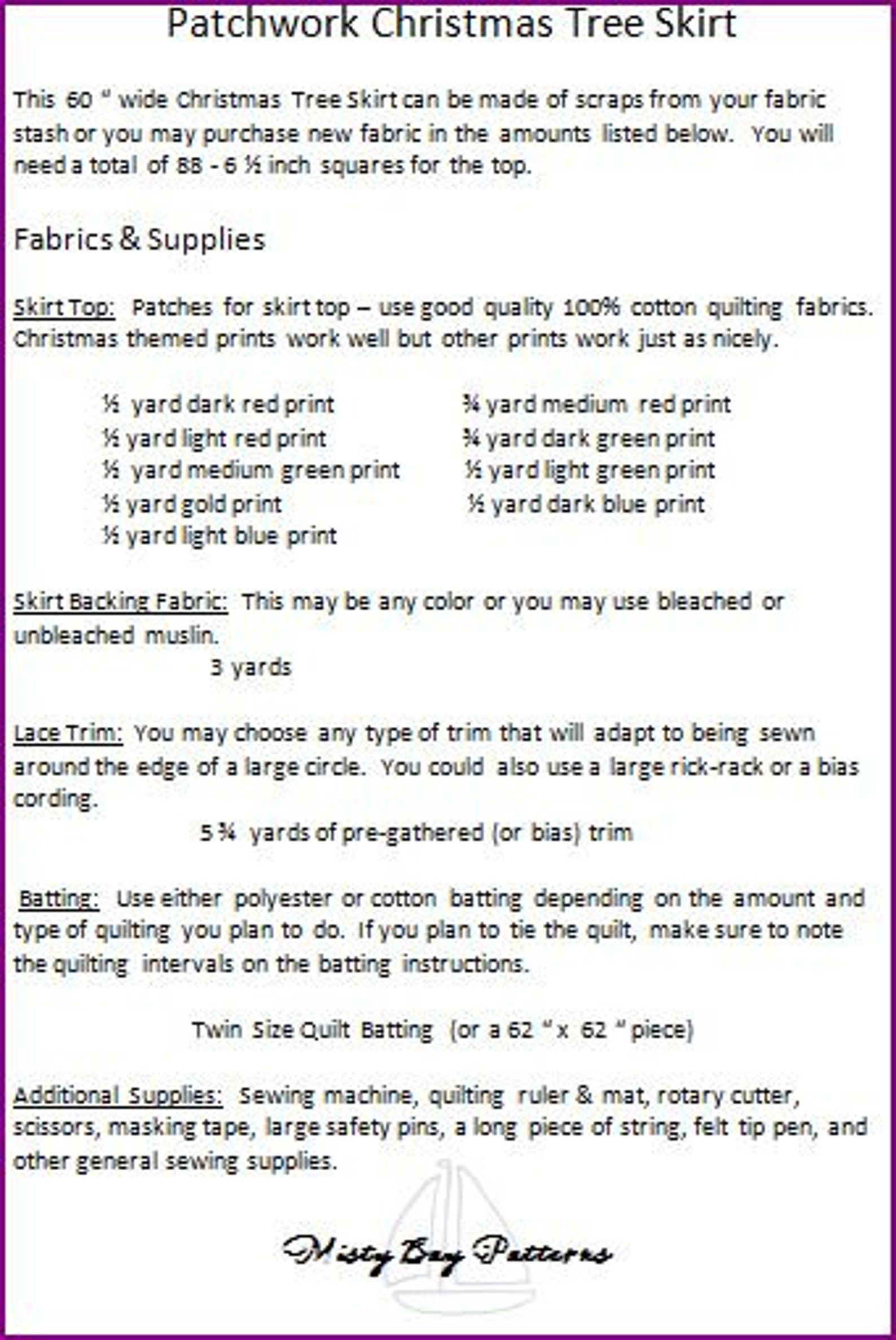 Christmas Tree Skirt Pattern 60 Diameter. Patchwork - Etsy