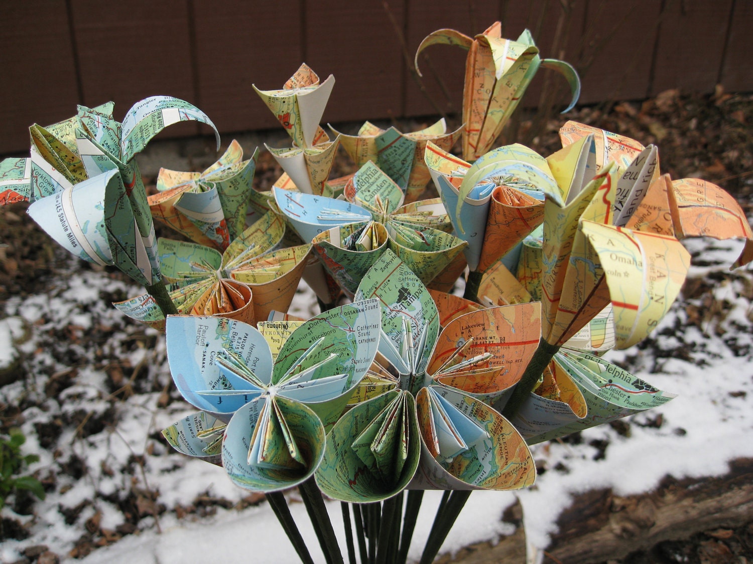 Vintage Map Paper Flower Bouquet, United States Map. CUSTOM ORDERS ...