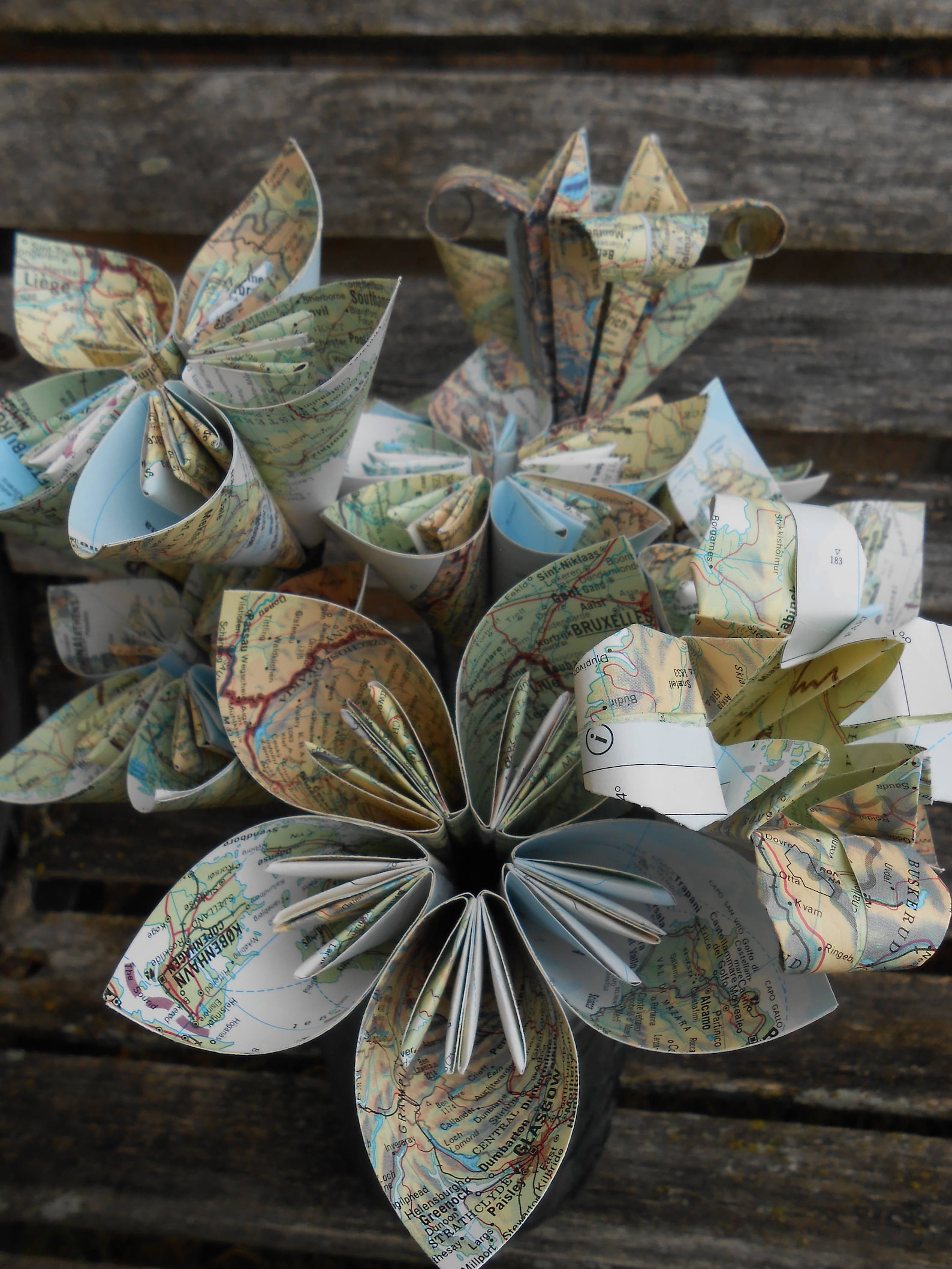 Vintage Map Paper Flower Bouquet. World Maps. Origami | Etsy