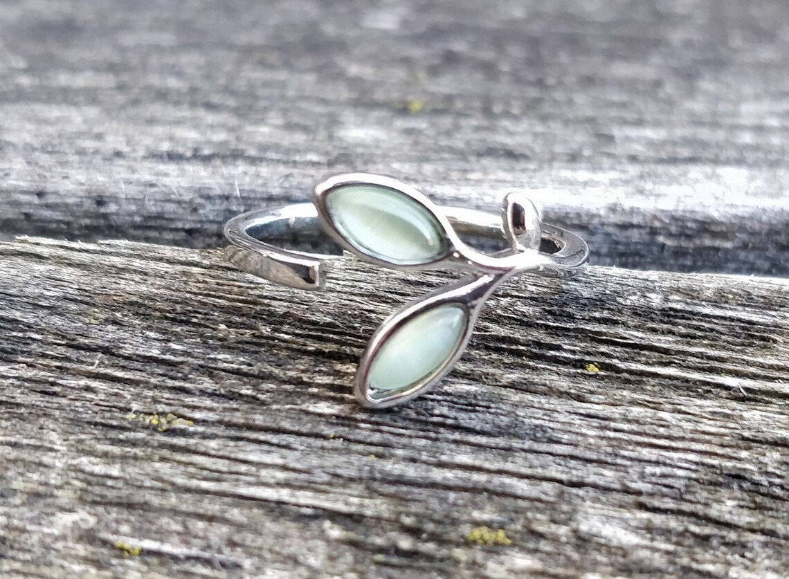 Green Leaf Ring. Silver. Gift for Anniversary Birthday | Etsy
