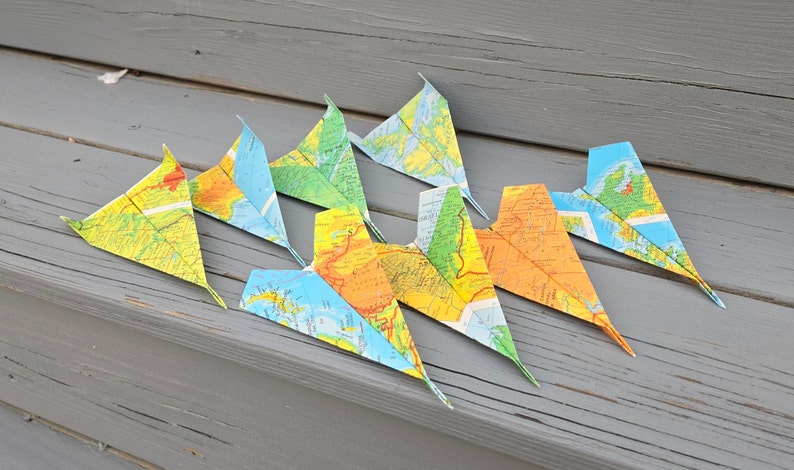 Map Paper Airplanes. Birthday Decorations, Wedding Confetti, Map ...
