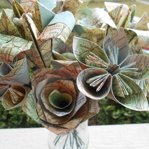 Vintage Map Paper Flower Bouquet, World Map. Origami Paper Flowers ...