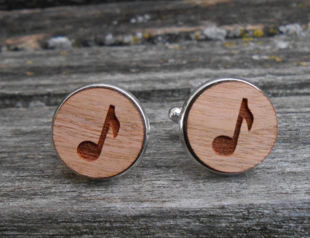Music Note Cufflinks. Laser Engraved Wood. Wedding, Anniversary ...