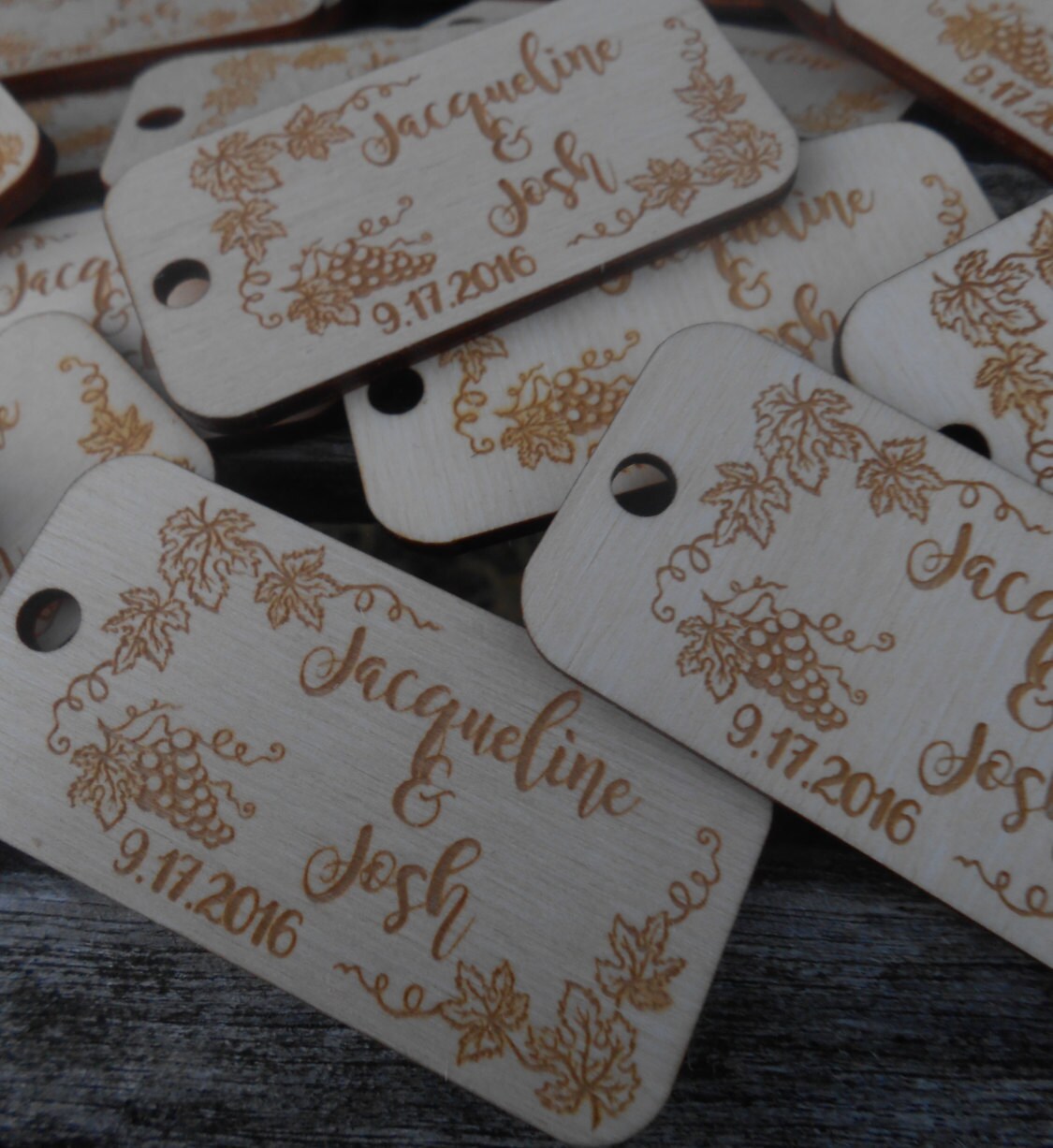 50 WEDDING FAVOR Tags. Personalized Tags. Laser Engraved Wood. | Etsy
