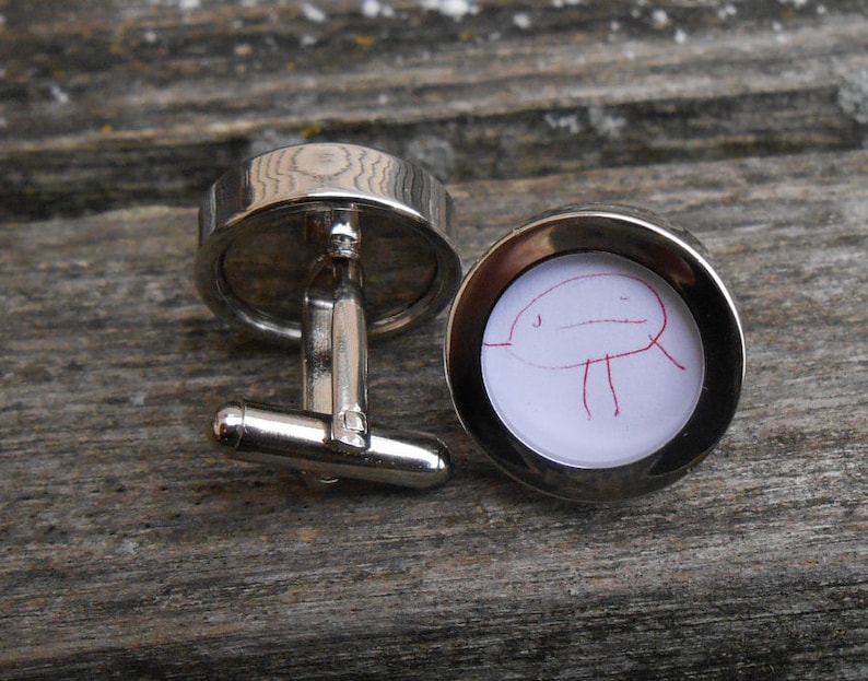 YOUR Children's Art Work Cufflinks. Custom, Personalized. Groom Gift ...