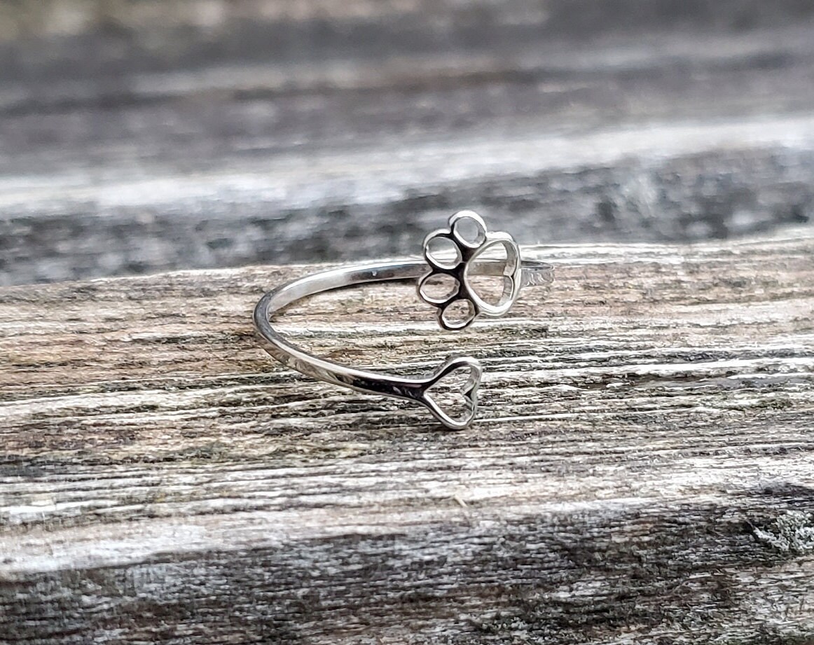 Paw & Heart Ring. CHOOSE YOUR COLOR. Adjustable. Gift for | Etsy