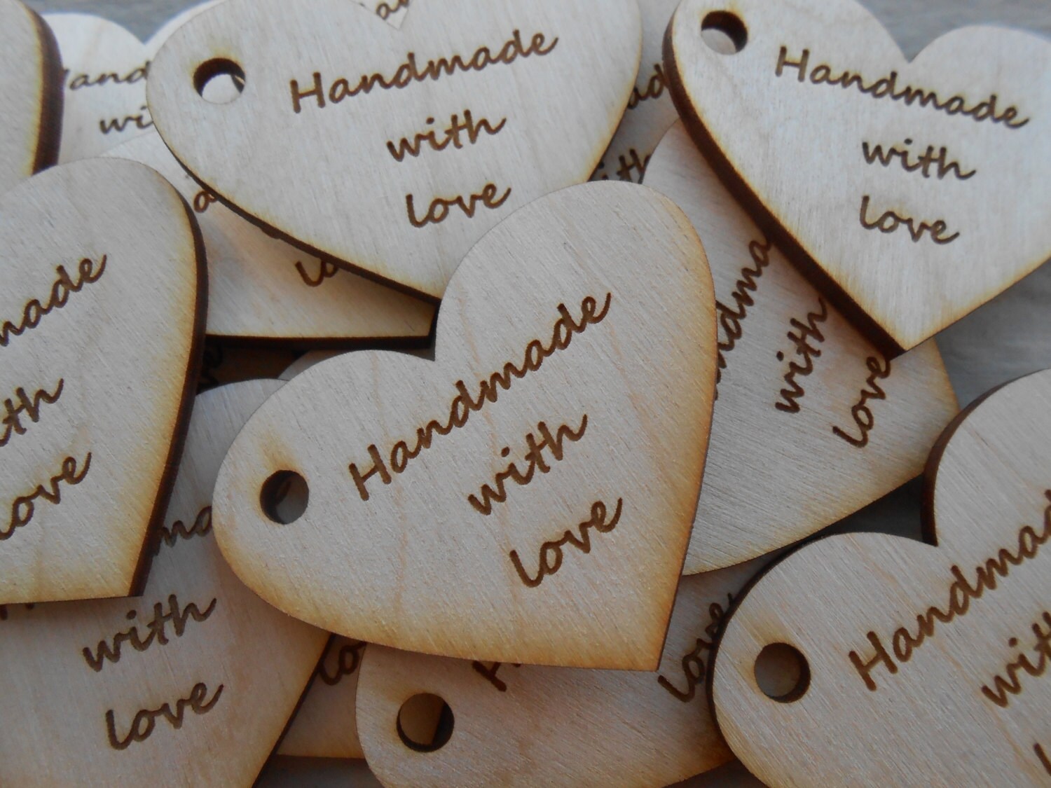 20 handmade With Love Heart Tags. Laser Cut - Etsy