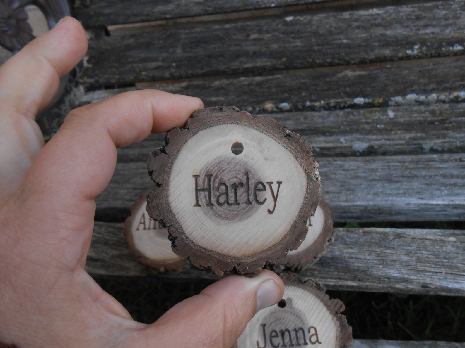 CHRISTMAS STOCKING NAME Tags. Personalized Wood Round Live - Etsy