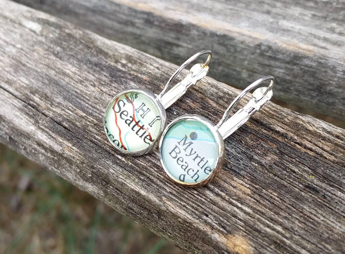 Custom Map Earrings. CHOOSE YOUR PLACES. Wedding Anniversary - Etsy