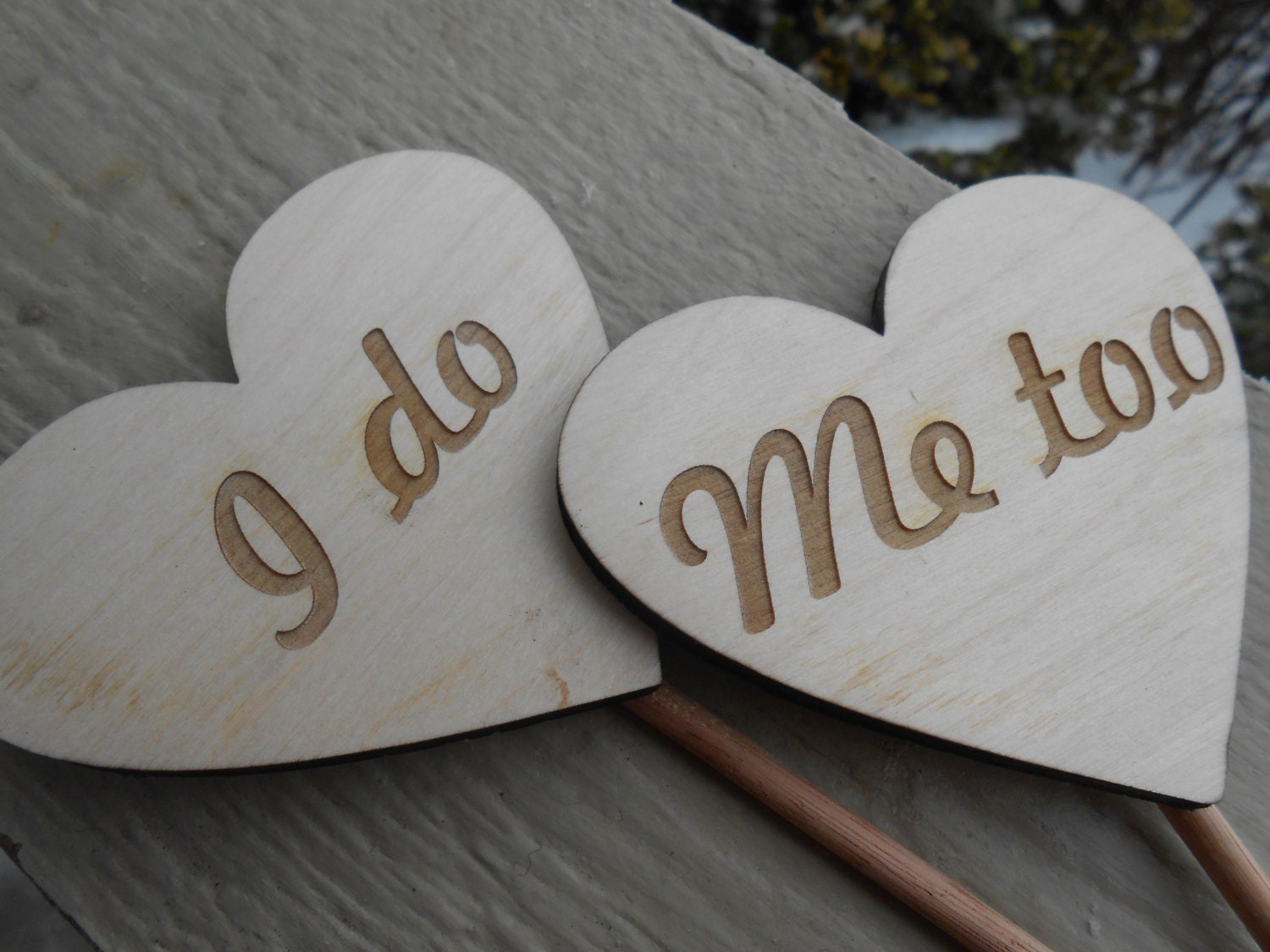 I DO, ME TOO Cake Topper Hearts, Laser Cut. Rustic Wedding Decoration ...