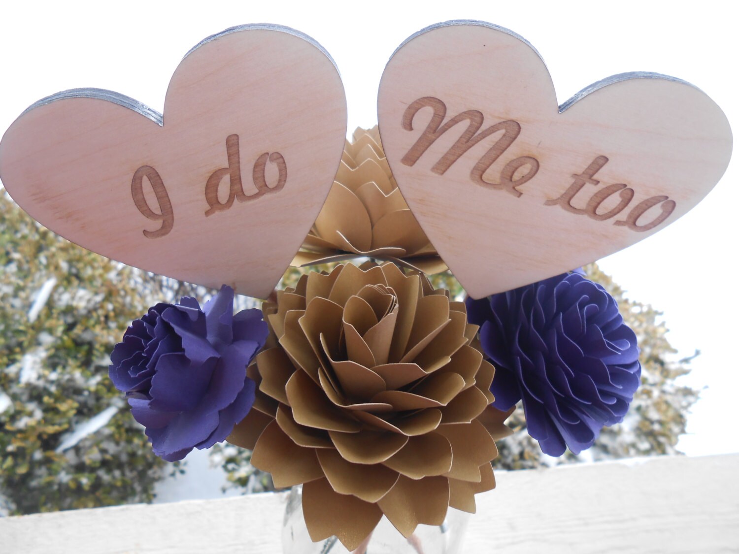 I DO, ME TOO Cake Topper Hearts, Laser Cut. Rustic Wedding Decoration ...