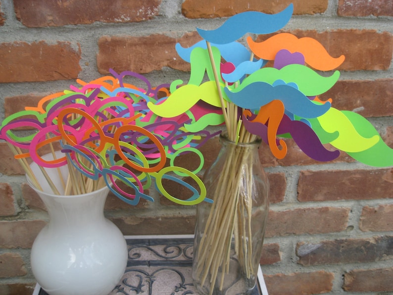 30 Paper Mustache & Glasses Party Favors. CHOOSE YOUR COLORS. | Etsy