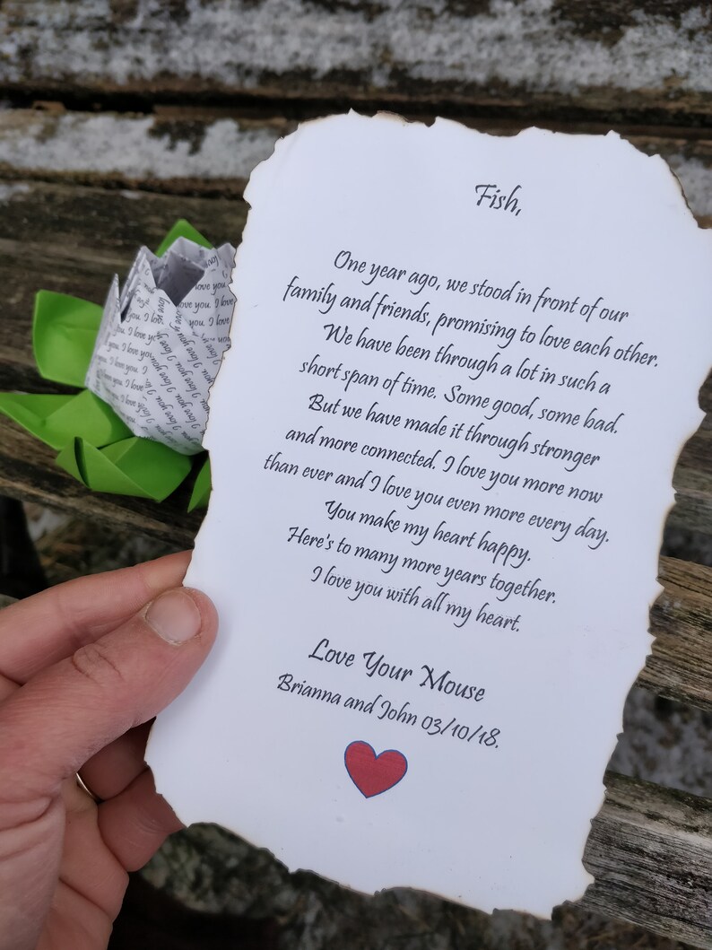 Personalized Message Lotus & Scroll. Unique Anniversary Gift | Etsy
