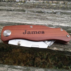 Custom Box Cutter. Laser Engraved Wood. Wedding, Men's, Groomsmen Gift ...