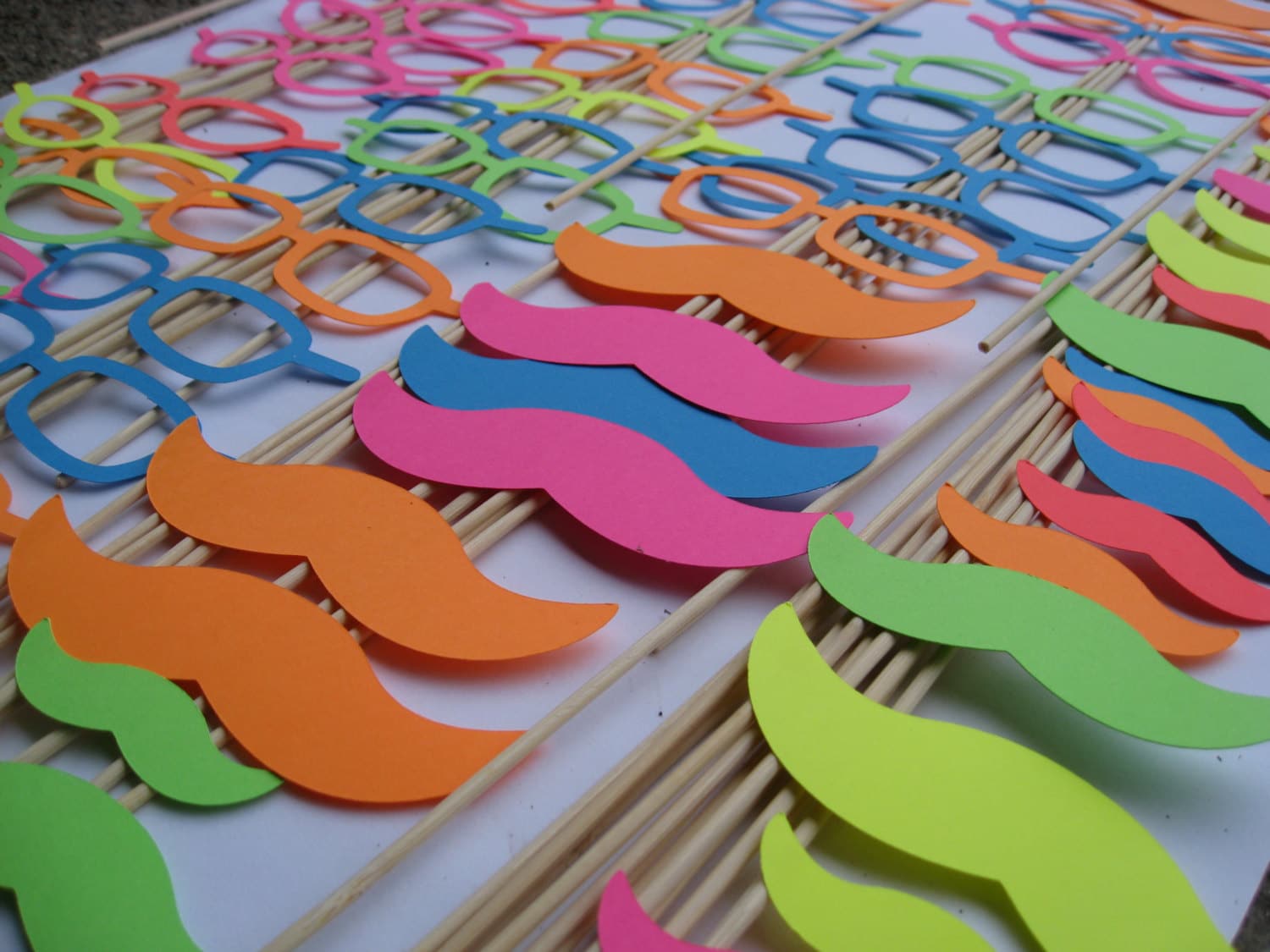 25 Neon Paper Mustache & Glasses Party Favors. CHOOSE YOUR | Etsy