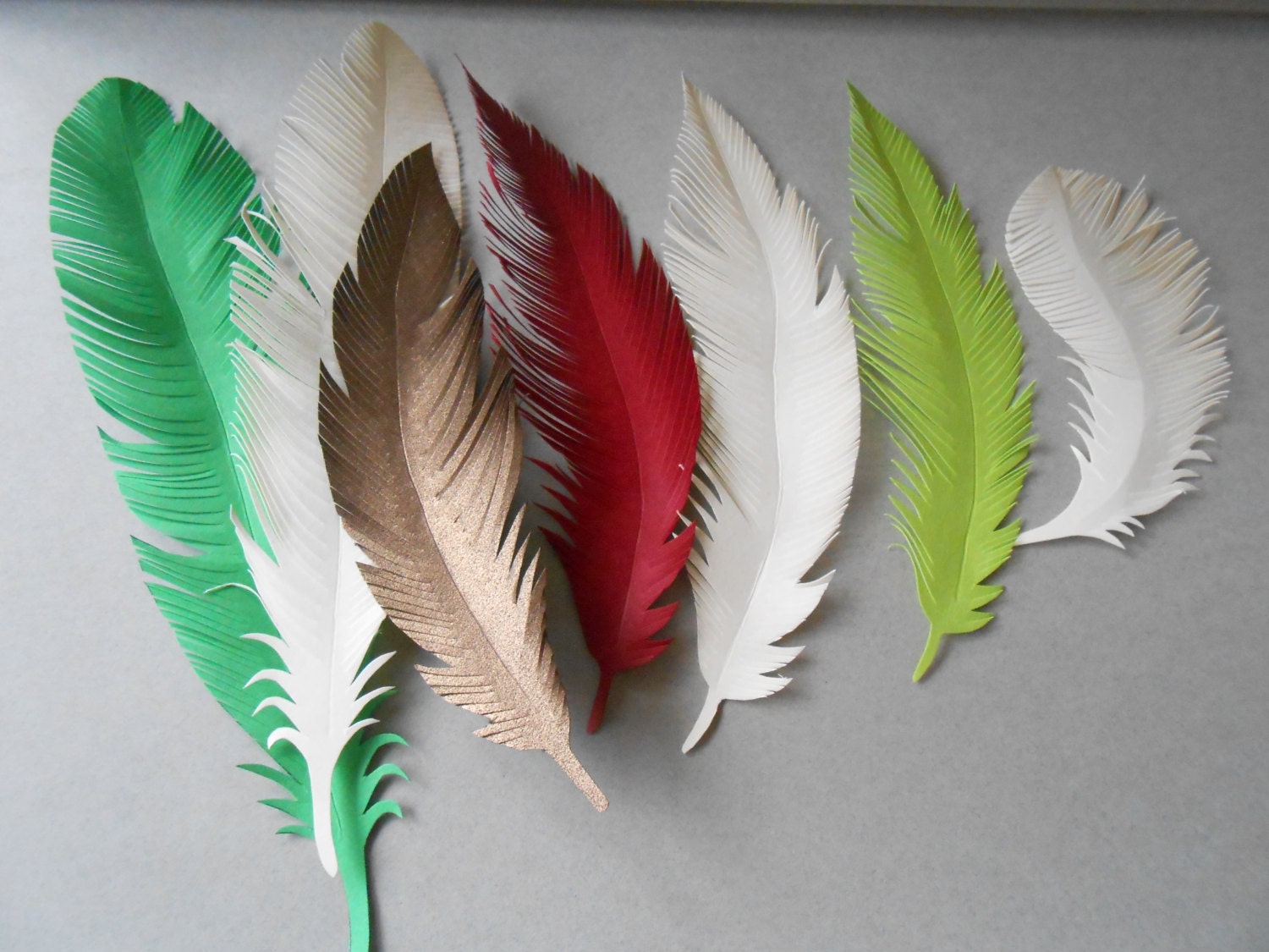 Paper Feathers CHOOSE YOUR COLORS. Wedding Escort Cards | Etsy