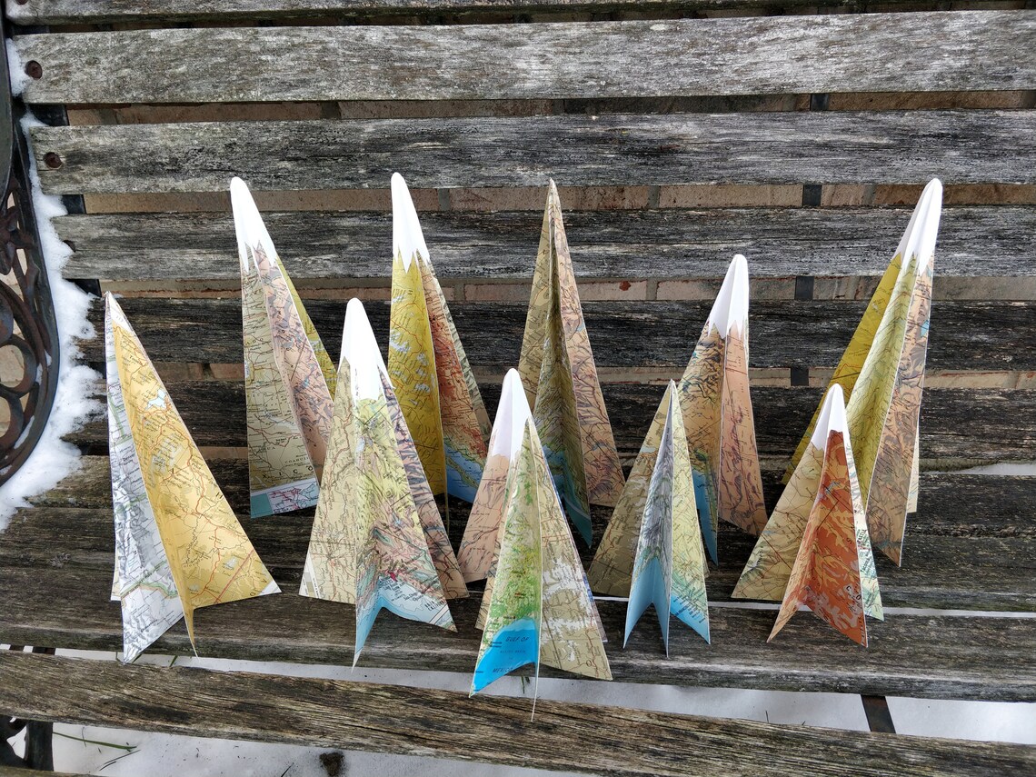 Map Mountains. Snow OR No Snow. Vintage Maps. Wedding | Etsy