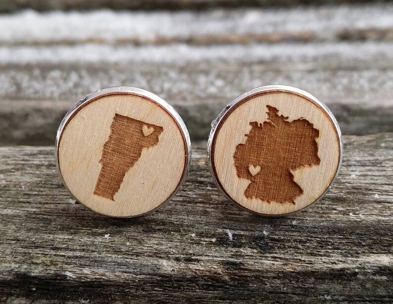 Bride & Groom Country Cufflinks. CHOOSE YOUR PLACES. Laser | Etsy