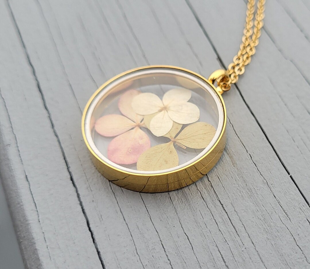 Hydrangea Flower Necklace. Real Pressed Flower Necklace. Gift for ...