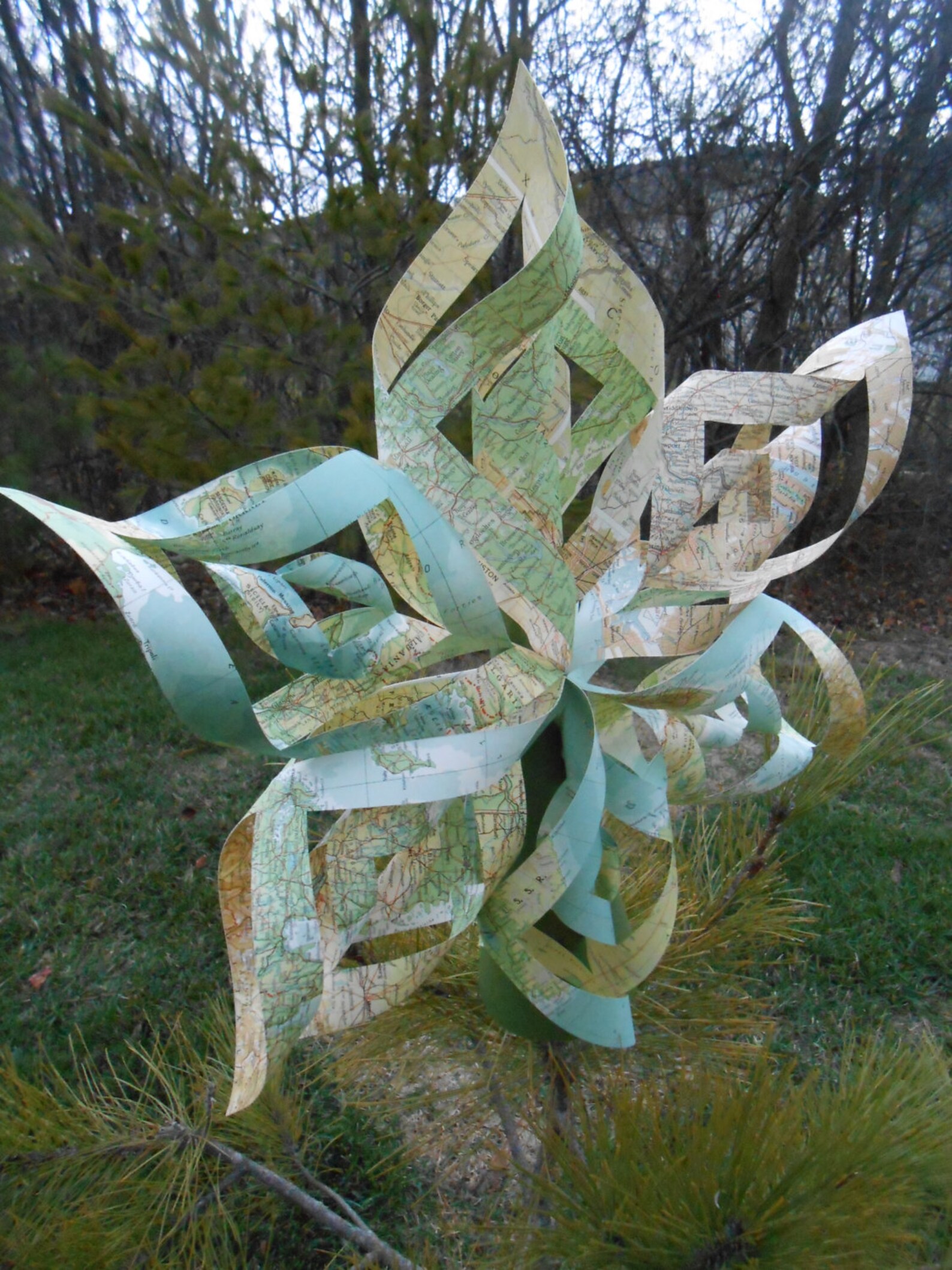 VINTAGE MAP Christmas Tree Topper. Twisted Star Rustic - Etsy