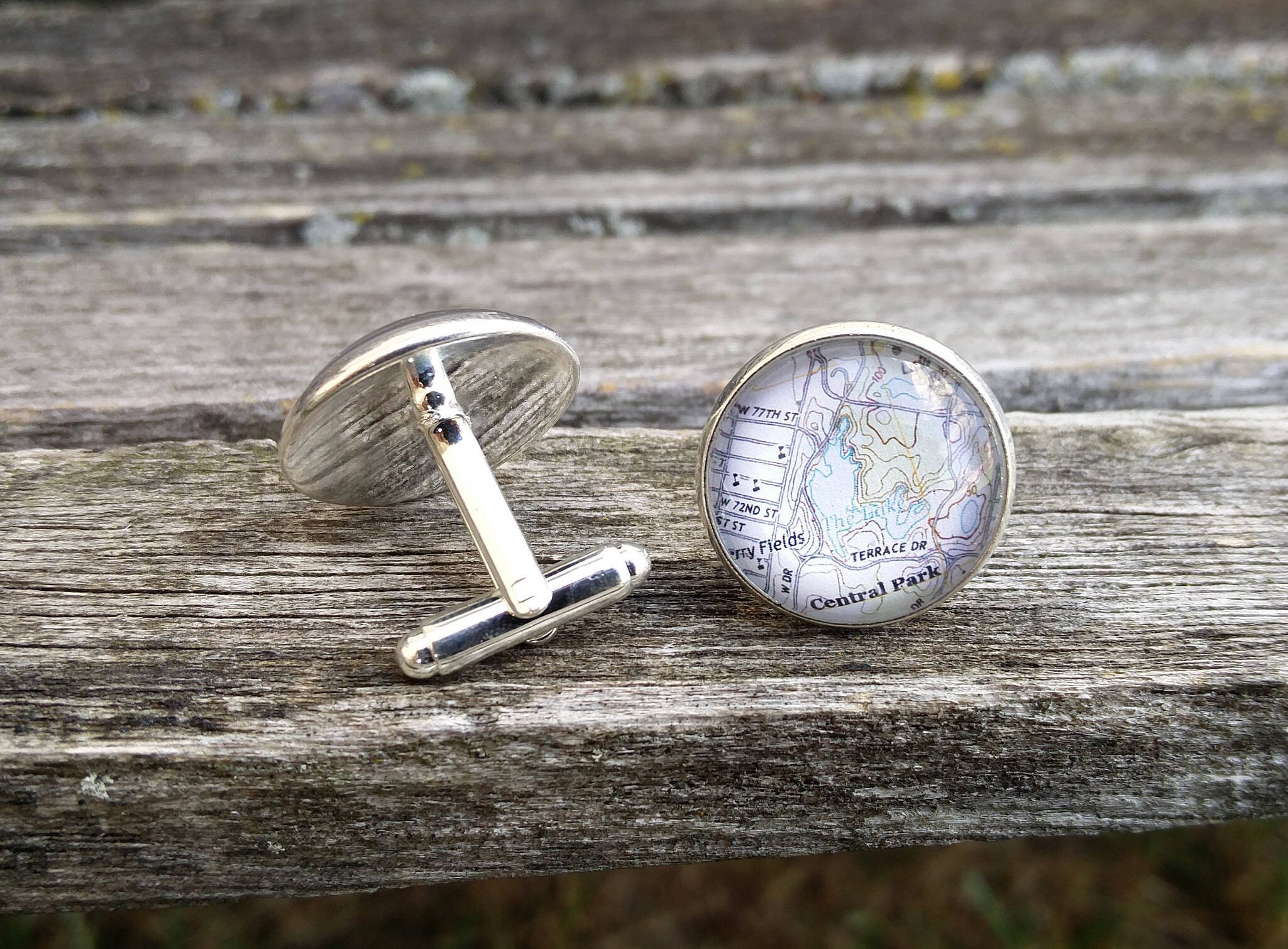 Central Park Map Cufflinks. Choose Your Location. Wedding | Etsy