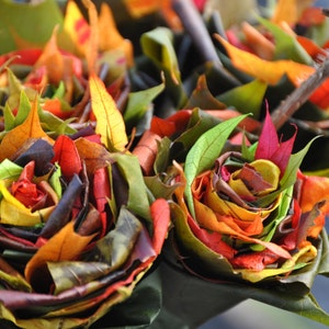 6 FALL Maple Leaf Roses, With Teasel. REAL LEAVES! Fall Home Decor ...