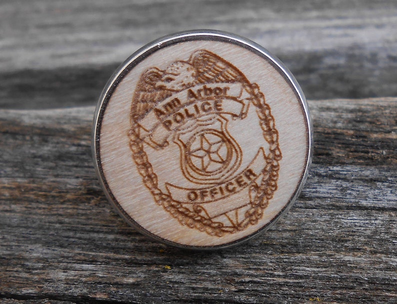 Custom Police Tie Tack. Lapel Pin. Laser Engraved Wood. - Etsy