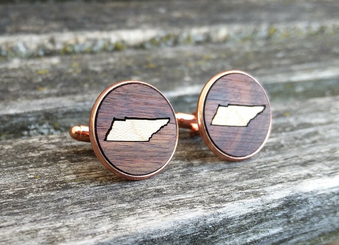 Wood Inlay State Cufflinks. Choose Your STATES & Wood. - Etsy