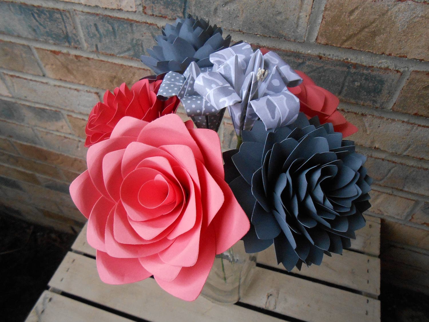 Custom Paper Flower Bouquet. CHOOSE YOUR COLORS. Centerpiece | Etsy