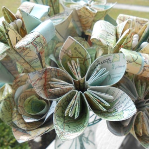 Vintage Map Paper Flower Bouquet, World Map. Origami Paper Flowers ...