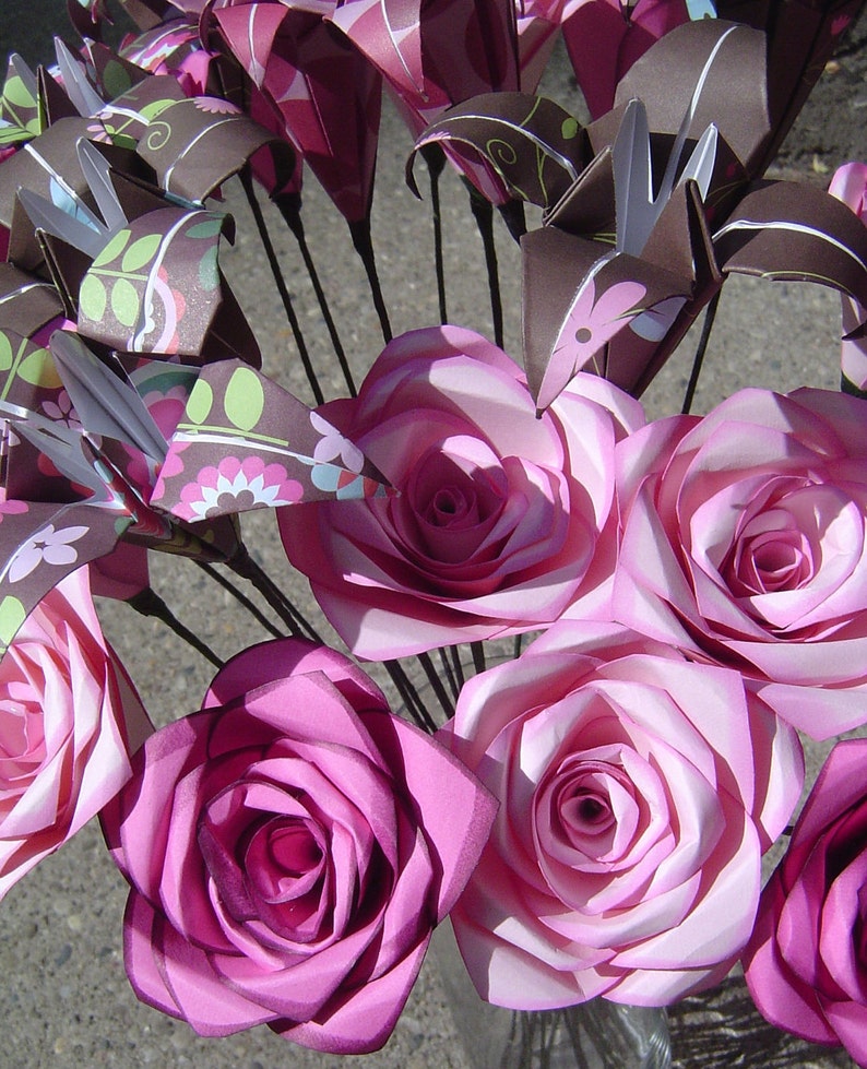 Rose & Lily Centerpiece. CHOOSE YOUR COLORS, Flowers. Wedding, Shower ...