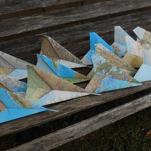 FLYING Map Paper Airplanes. Wedding Decoration, Party, Birthday, Travel ...