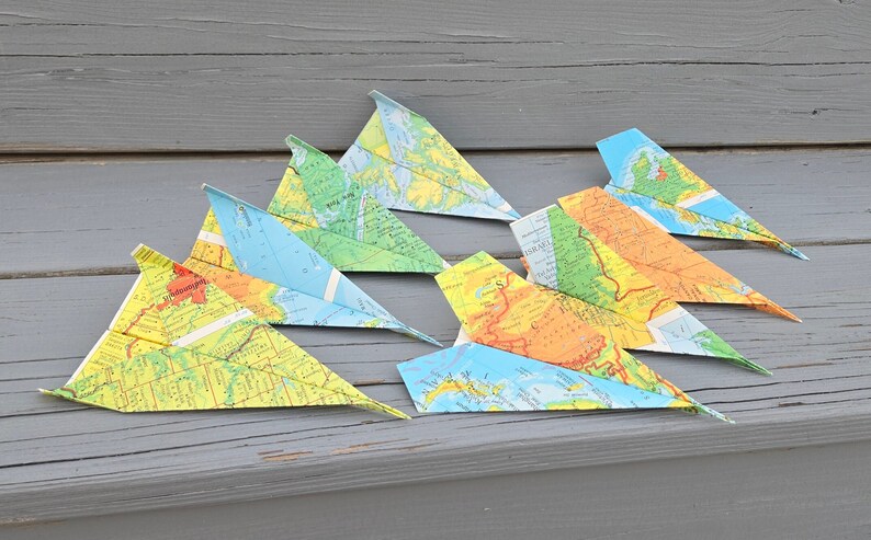 Map Paper Airplanes. Birthday Decorations, Wedding Confetti, Map ...