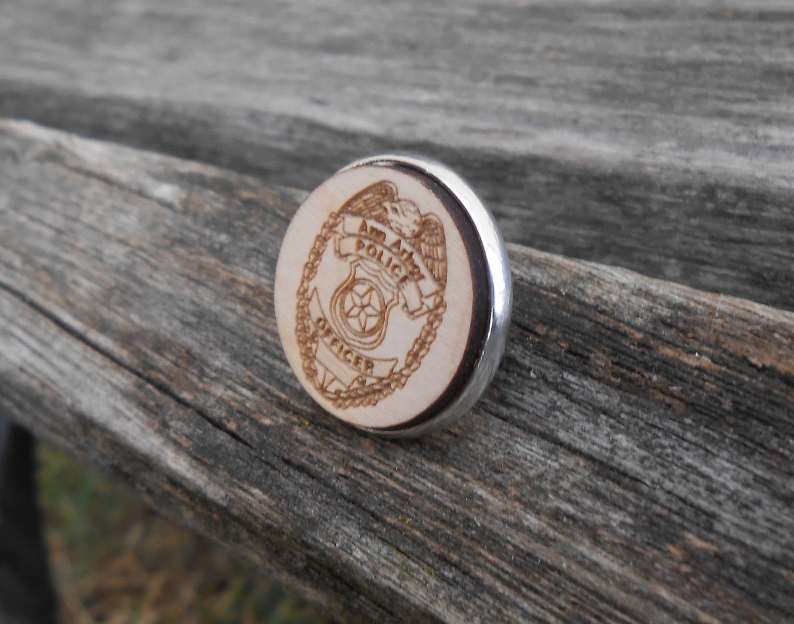 Custom Police Tie Tack. Lapel Pin. Laser Engraved Wood. - Etsy