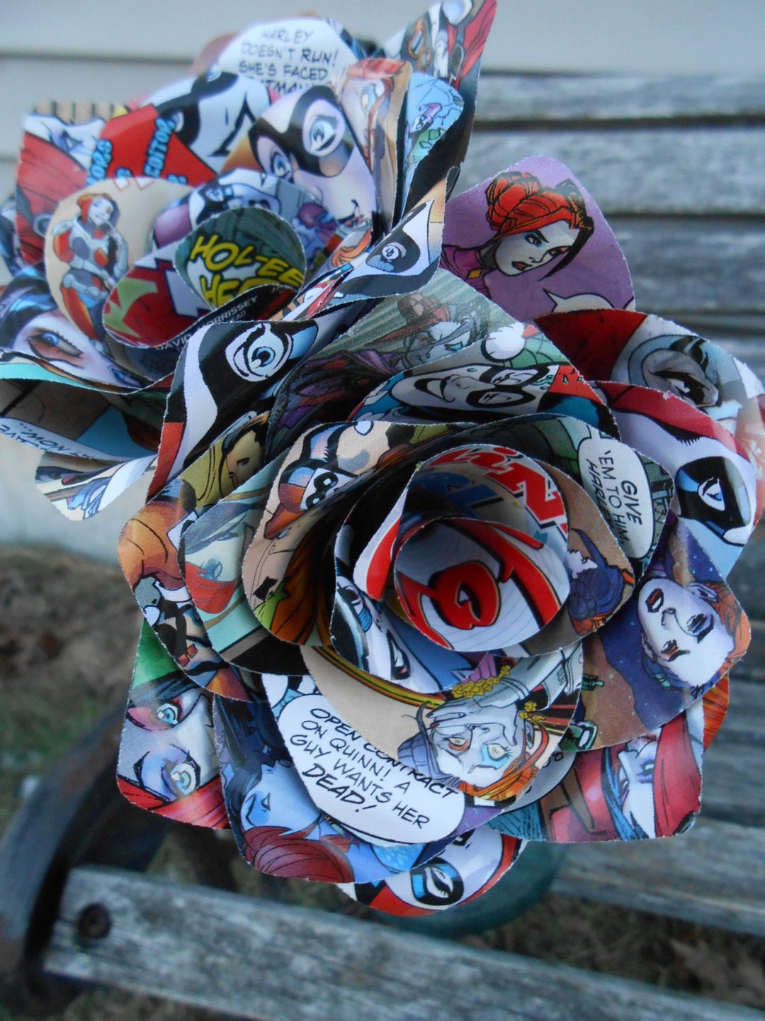 Two Comic Book Roses. Wedding, Birthday, Anniversary, Centerpiece. Gift ...