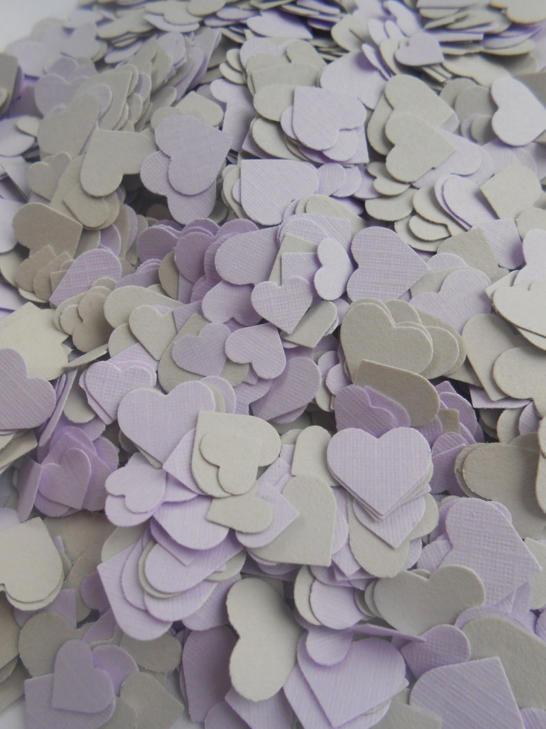 Over 2000 Mini Confetti Hearts. GREY & LAVENDER Mix. Wedding, Party ...