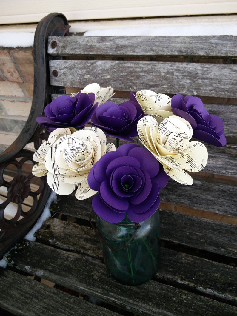 Dozen Paper Roses. CHOOSE YOUR COLORS. Wedding Bouquet | Etsy