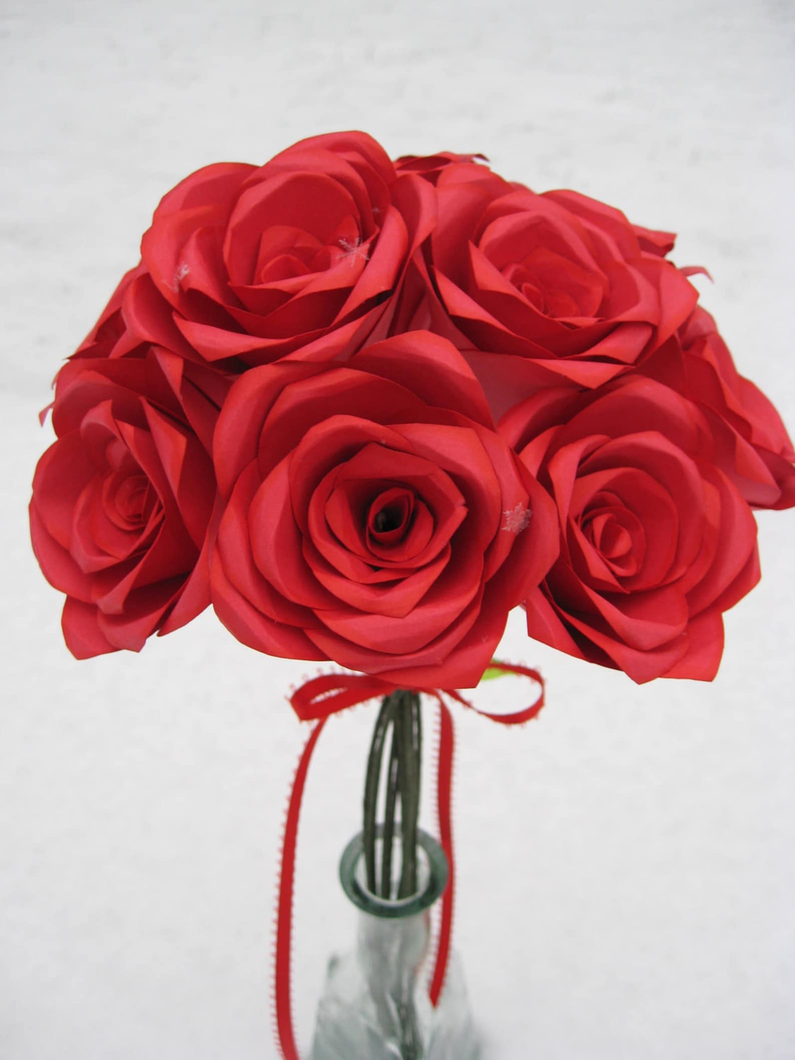Dozen Paper Roses Handmade Bouquet. Other Colors Available. - Etsy