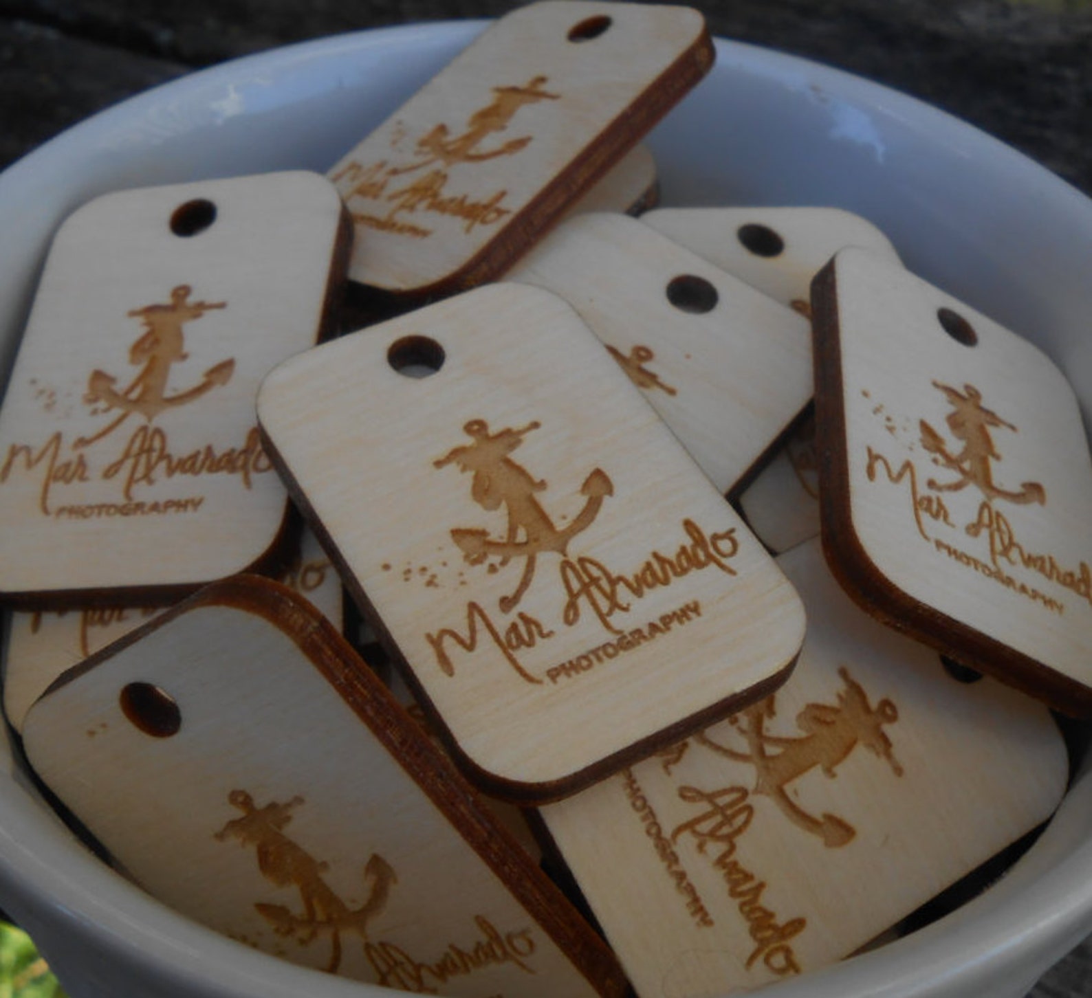 50 your Logo Tags. Custom Store Tags. Laser Engraved Wood. Custom ...