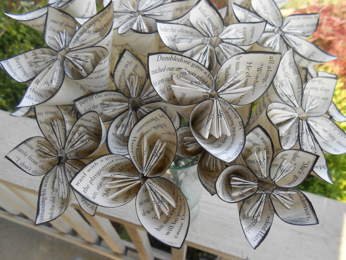 BOOK Paper Flower Bouquet. First Anniversary, Weddings, Home Decoration ...