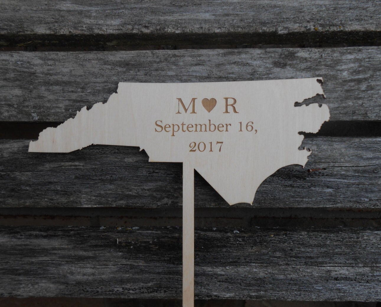 YOUR STATE Wedding Cake Topper. Laser Engraved, Name & Date. Custom ...