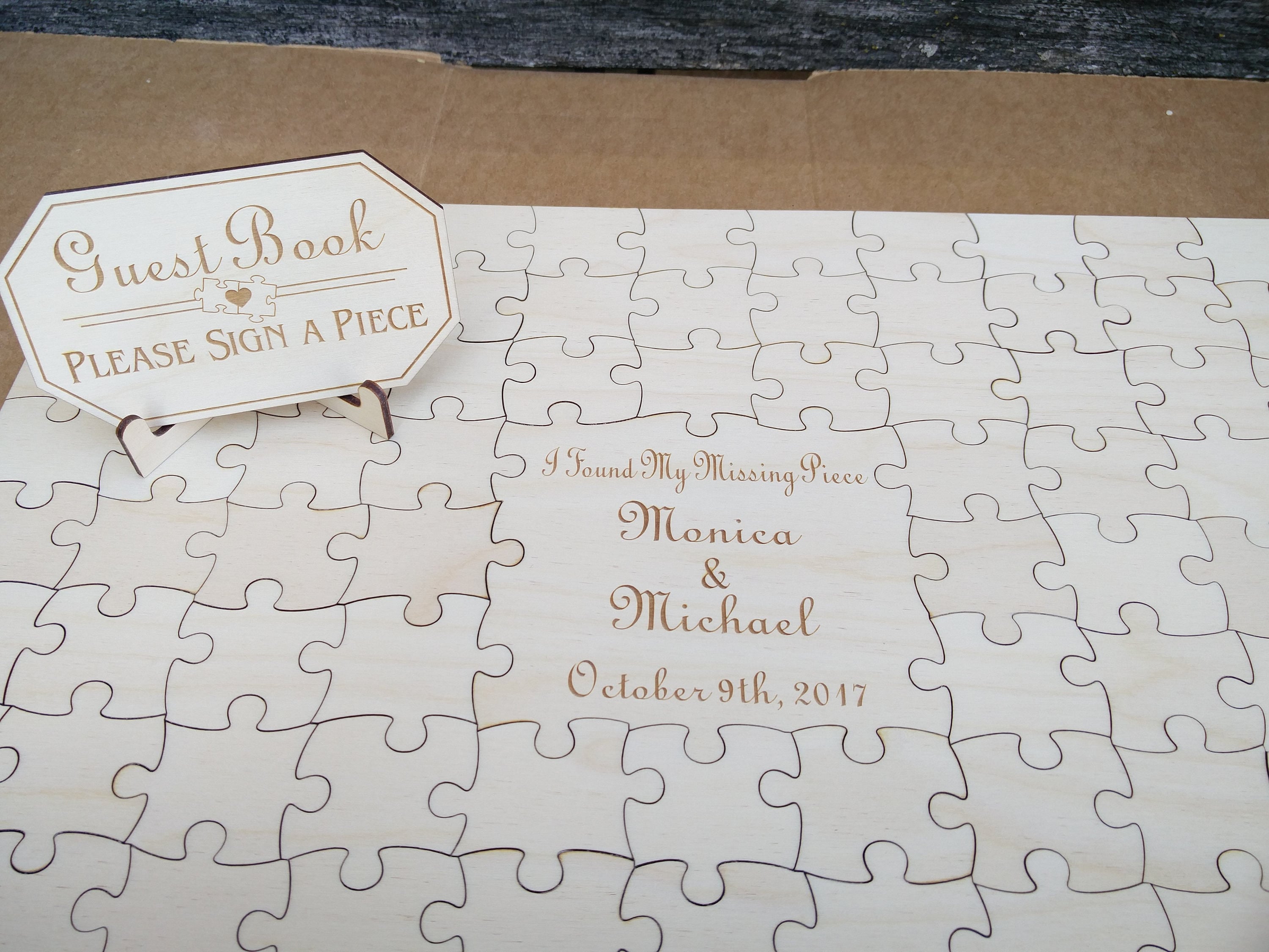 Wood Guest Book Puzzle. Personalized, Guest Book Alternative. Wedding ...
