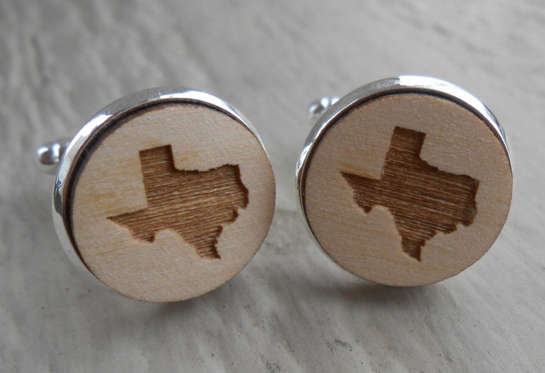Wood Texas Cufflinks. Laser Engraved. Wedding, Groom, Groomsmen Gift ...