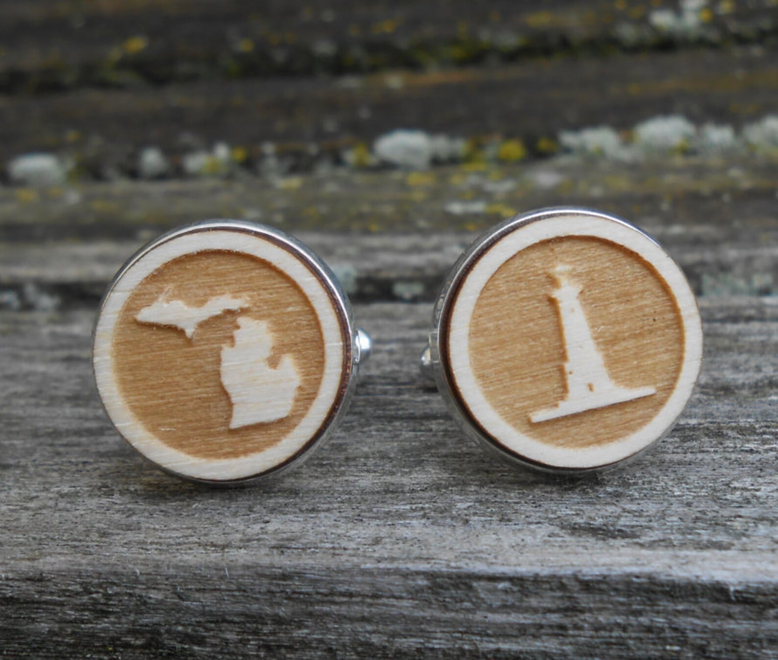 Michigan Lighthouse Cufflinks. Laser Engraved. Wedding, Men's ...