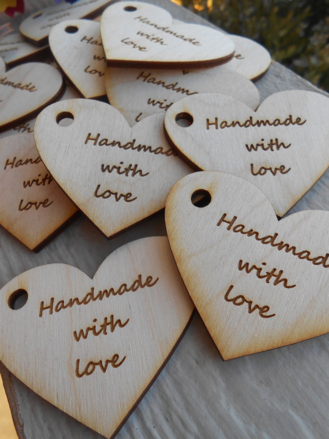 20 handmade With Love Heart Tags. Laser Cut - Etsy