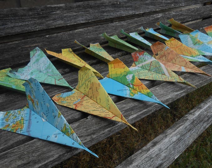 FLYING Map Paper Airplanes. Wedding Decoration Party - Etsy