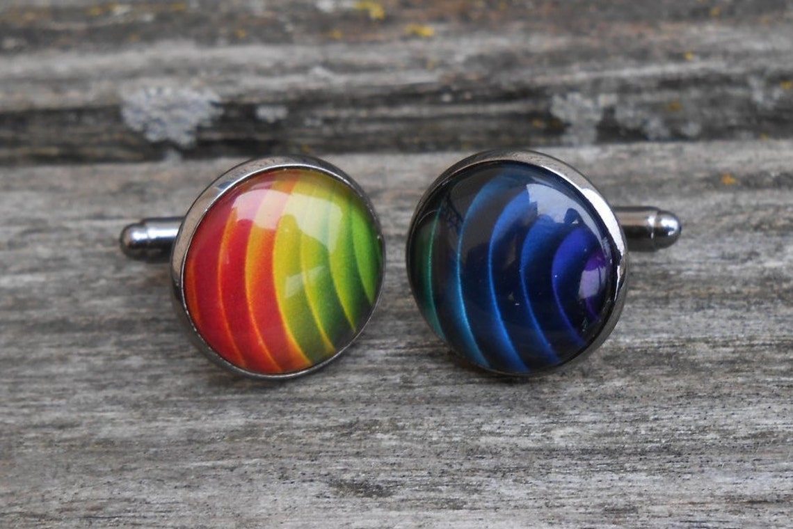 Rainbow Cufflinks. Wedding, Men's Christmas Gift, Groomsmen, Dad ...