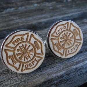 PERSONALIZED Firefighter Cufflinks. Laser Engraved. Wedding, Men's ...